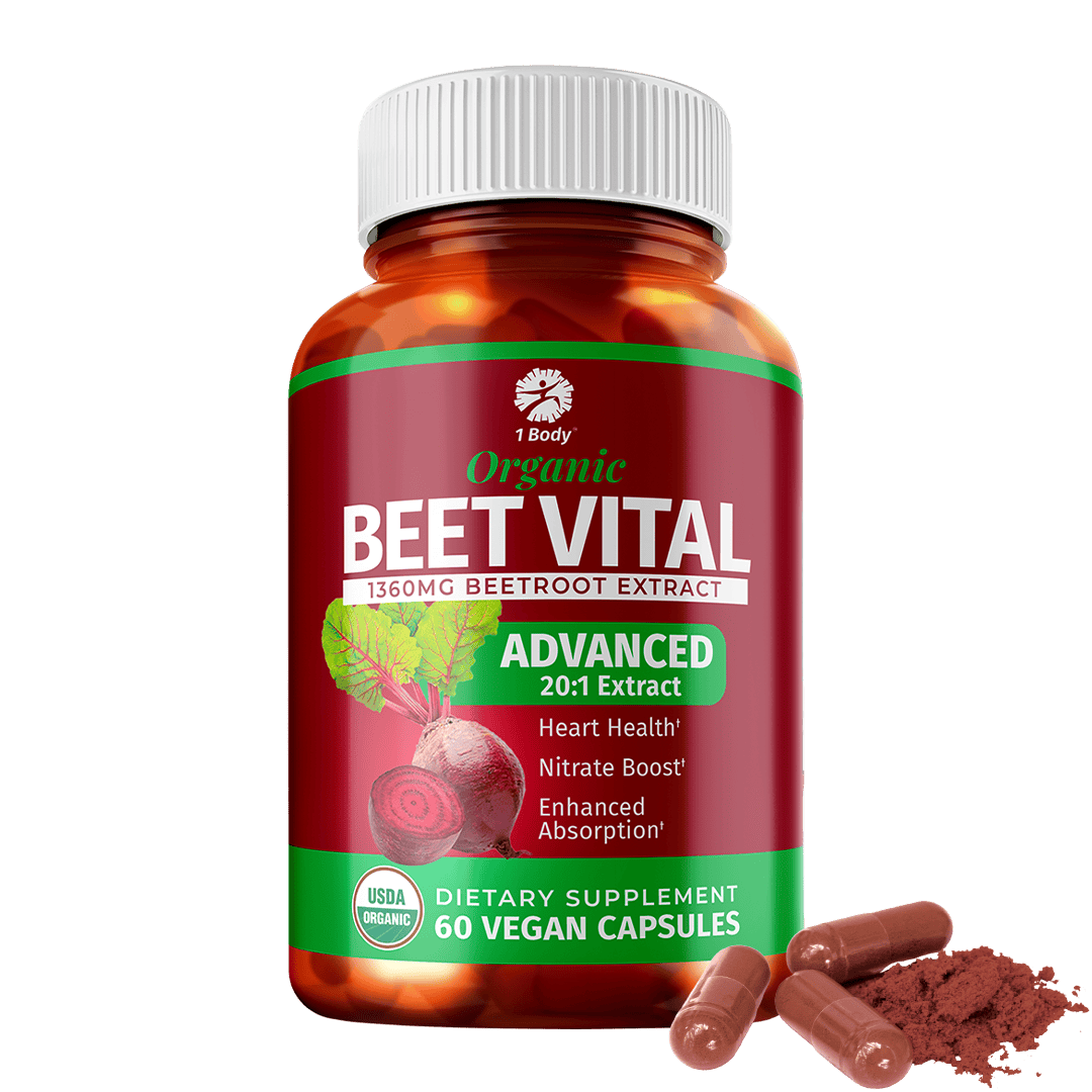 1 Body Beet Vital Organic Beet Root Capsules, 1360mg, 20:1 Concentrated ...